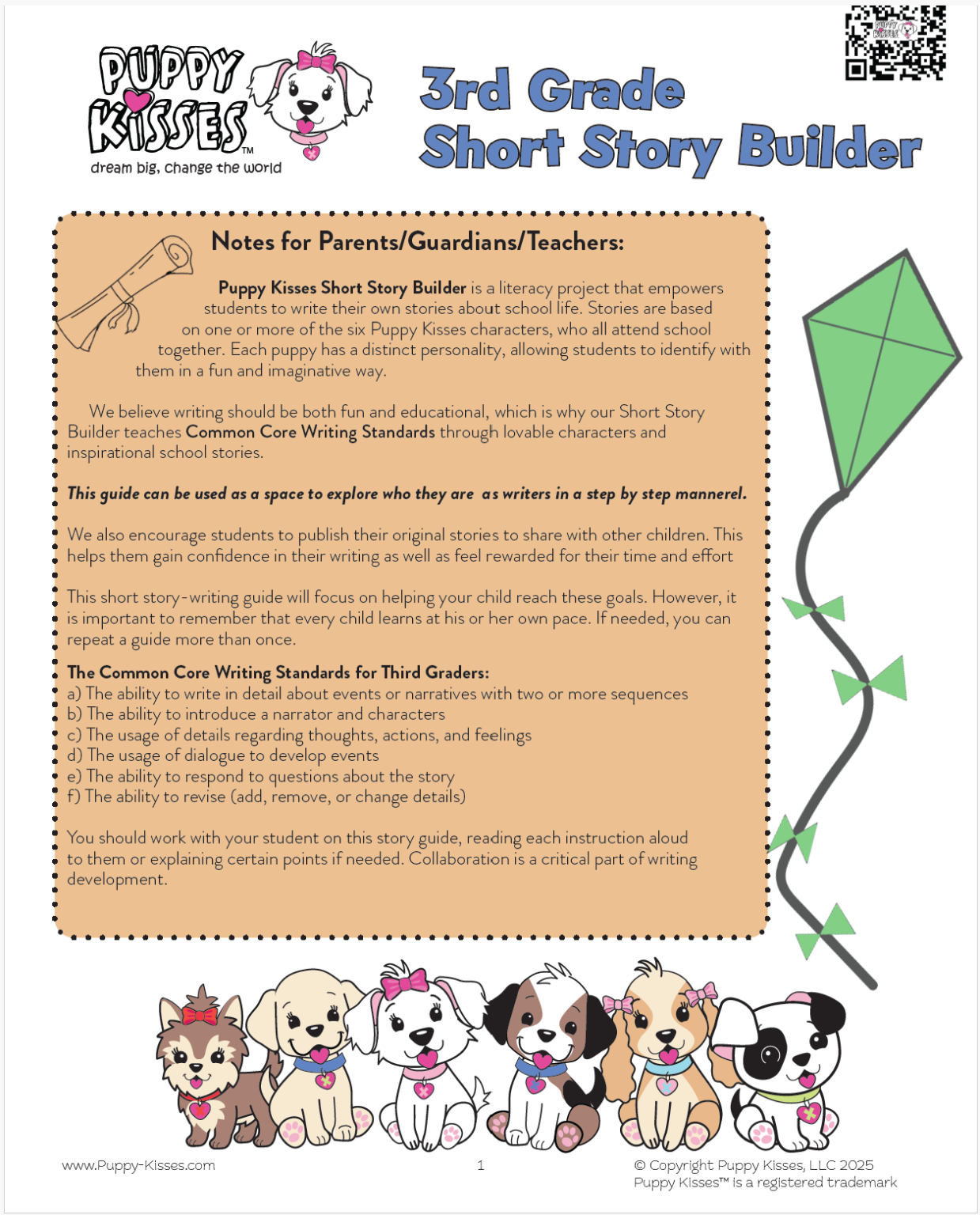 Free Creative Writing Guides for Kids | Puppy Kisses Story Builder